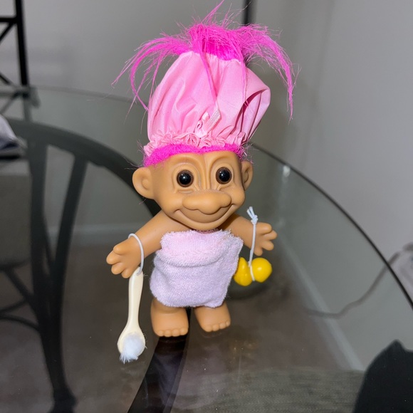 Bath | Vintage Russ Troll Doll Pink Hair Shower Bath Towel Rubber Ducky ...